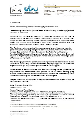 Media Invites | Johannesburg Water