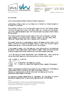 Media Invites | Johannesburg Water